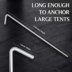 Tent Stakes For Outdoor Camping Heavy Duty Metal, Galvanized Rust-Free Yard Stakes, 10 Garden Edging Fence Hook | Garden Stakes For Gardening & Canopies, Tent Pegs - By Ram-Pro