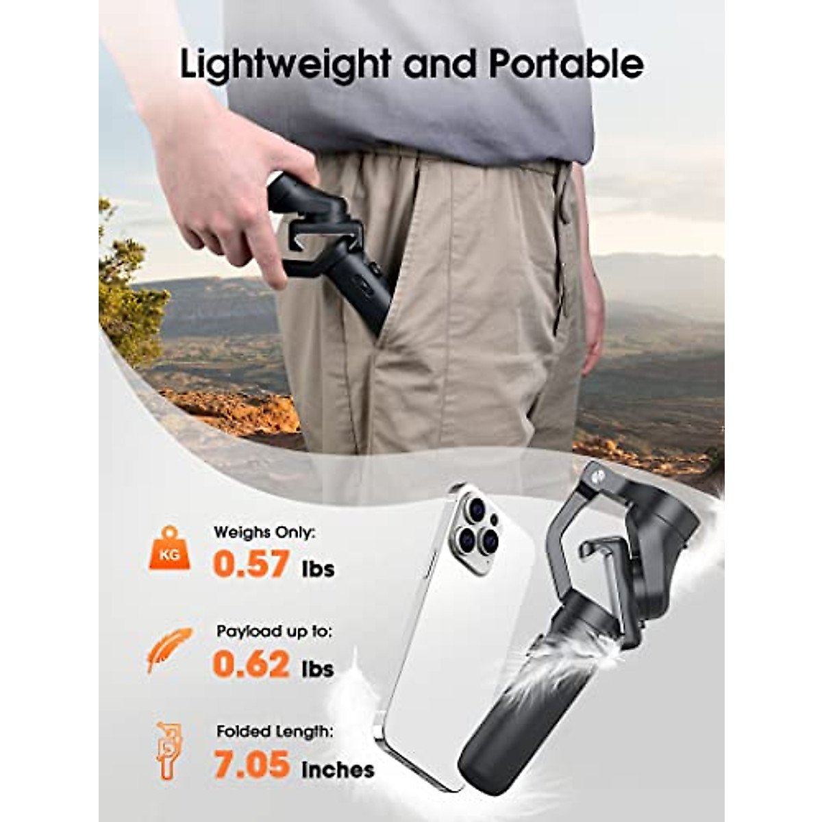 hohem iSteady X2 Gimbal Stabilizer for Smartphone, 3-Axis Phone Gimbal with Remote Control, Foldable and Portable Stabilizer for iPhone & Android, Phone Stabilizer for Video Recording YouTube TikTok