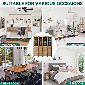 YITAHOME Wood Room Divider 4 Panel Folding Privacy Screens with Chalkboard, Freestanding Portable Privacy Screen Room Partition for Bedroom, Living Room, Study, Hotel, Office