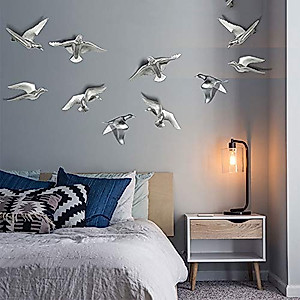 MOCOHANA® 5 Pack Seagull Wall Decor Resin Flying Bird Sculptures 3D Wall Art Ornament Coastal Decorations Hanging for Home Bathroom Living Room Garden