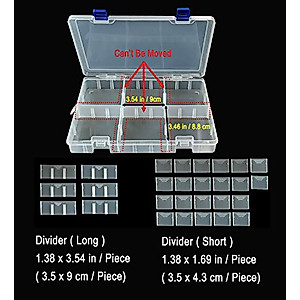 DARUITE Plastic Organizer Box with Dividers, (34 grids,3PCS) Compartment Organizer, Jewelry Organizer Box, Clear Organizer Box for Beads Earring Tool Fishing Hook Small Accessories