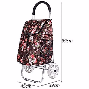 Shopping Trolley on Wheels Multi Function Shopping Cart Pull Rod Car Aluminum Alloy Fold Portable Groceries,Effort Trolley Baggage Pull Rod Trailer Storage Hand Trucks,Brown ,Shopping Tr
