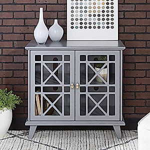 Walker Edison Wood Kitchen Accent Buffet Sideboard Entryway Serving Storage Cabinet with Doors Entryway Kitchen-Dining Room Console Living Room, 32 Inch, Grey