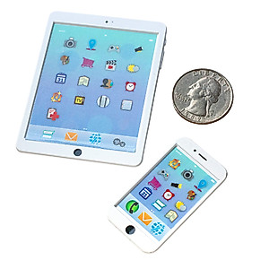 Dress Along Dolly 3pc Tech Set for American 18" Dolls w Cell Phone, Computer Tablet, and Accessory Bag- Premium Durable Metal Construction- Perfect Techie Girl Gift Set for Less