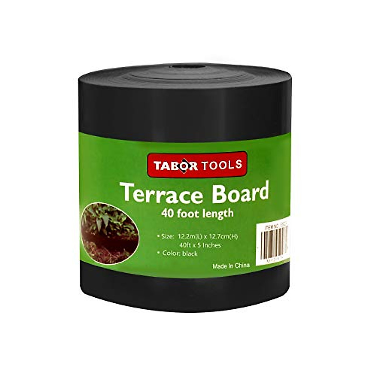 TABOR TOOLS Terrace Board, Landscape Edging Coil, Grass Barrier, Bender Board, Garden Liner,1/25" = 0.04" Inch Thin, 5 Inch High. ES21. (Black, 40 Ft)