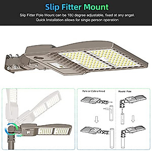 NUOGUAN 320W LED Parking Lot Lights 44800LM UL DLC Listed 5000K LED Shoebox Light Pole Lights Slip Fitter AC100-277V IP65 Waterproof Outdoor Commercial Area Lighting for Driveway Roadway