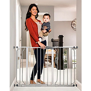 Regalo Easy Step 49-Inch Extra Wide Baby Gate, Includes 4-Inch and 12-Inch Extension Kit, 4 Pack of Pressure Mount Kit and 4 Pack of Wall Mount Kit, Platinum - Total Pack of 1