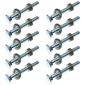 PSCCO 10 Sets 1/4-20x2" Carriage Bolts Set Round Head Square Neck Screws with Nuts and Washers