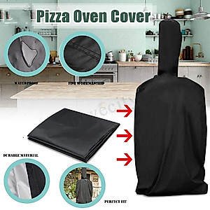 FLR 65 Inch Outdoor Pizza Oven Cover,BBQ Grill Cover, Outdoor Pizza Oven Rain Cover, Heavy Duty Dust-Proof Weather Resistant Polyester Fabric Protective Cover-Black (65x25.5x18in)