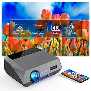 Android 4K Projector Outdoor with 5G WiFi Bluetooth, Native 1080p Home Theater Daytime Projector Auto Keystone, 2+16G Smart Streaming Proyector For Netflix,TV Stick,PS5,DVD,HDMI,USB,PPT