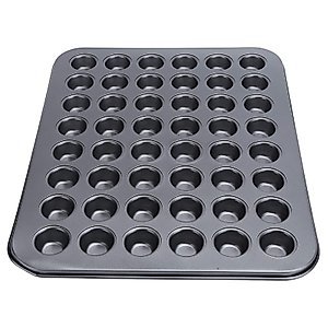 Horoper 48‑Cup Non‑Stick Carbon Steel Mini Round Cupcake Pan Tray Mini Cupcake Baking Pan Baking Mould Bakeware Cooking Accessory for Kitchen Indoor Family Events