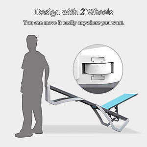Domi Outdoor Chaise Lounge - Aluminum Adjustable Patio Lounge,Plastic Pool Lounge Chair (2 Aqua Lounges W/Table)