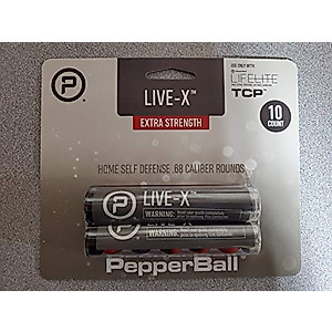 PepperBall Live-X Police Grade Projectiles, Powerful Non Lethal Self Defense .68 Caliber PAVA Powder, 10 Count