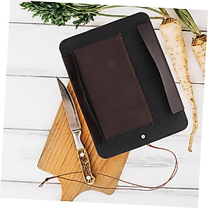 OUNONA 1PC Leather Chef Knife Roll Bag Holds,Utensil Holder Storage Bag Pockets Durable Knife Carrier Knife Roll Pouch Organizer