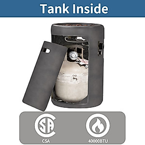 SUNBURY Outdoor Small Propane Fire Pit, Gas Fire Pit for Outside Patio, Propane Fire Pit Table Column 40,000 BTU (Dark Gray)