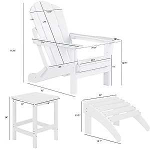 WestinTrends Malibu Outdoor Lounge Chairs, 3-Pieces Adirondack Chair Set with Ottoman and Side Table, All Weather Poly Lumber Patio Lawn Folding Chair for Outside Pool Garden Backyard, Lime
