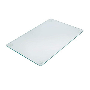 Murrey Home Glass Cutting Board Set for Kitchen Counter, Tempered Glass Chopping Boards Dishwasher Safe, Clear Countertop Tray, 4PC