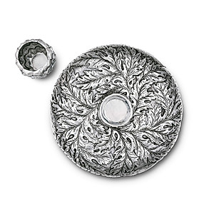 Arthur Court Designs Metal Chip and Dip Platter in Artichoke Pattern Sand Casted in Aluminum with Artisan Quality Hand Polished Designer Tarnish-Free 14.5 inch Diameter