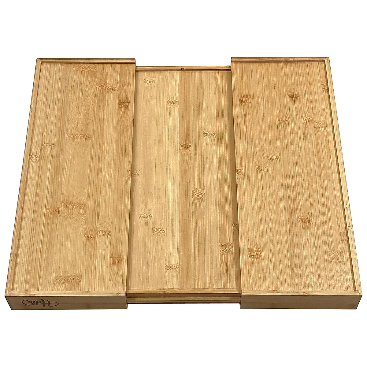 HELIA Bamboo Expandable Drawer Organizer with Movable Dividers | Solid Bamboo Drawer Organizer and Kitchen Utensil Holder for Flatware and Cutlery | Bamboo Utensil Organizer for Kitchen Drawers