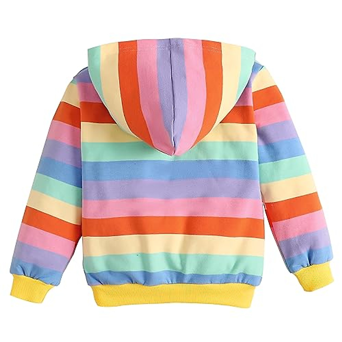 Little Hand Toddler Girls Zip-up Jacket Rainbow Sweatshirts Kids Color Stripe Hoodie Shirt Fall Outfit 5T