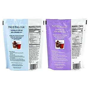 Nostalgia Ice Cream Mix, Flavors Vanilla and Chocolate, 2 Pack of 8 ounce Delicious Premium Old Fashioned Ice Cream Mix Bundle with 2 Homestay Helpers Wipes