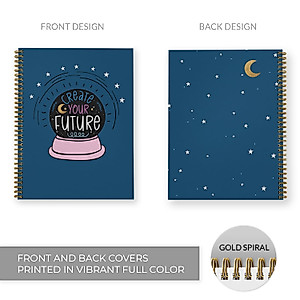 Create Your Future 8.5" x 11" Crystal Ball Spiral Notebook/Journal, 120 Dot Grid Ruled Pages, Durable Twin Loop Gloss Laminated Cover, Gold Wire-o Spiral/Made in the USA