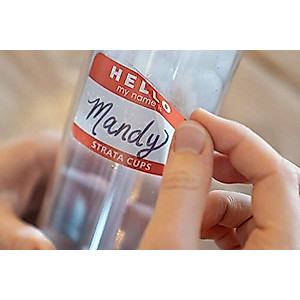 STRATA CUPS Skinny Acrylic Clear Tumblers with Lid and Straw 4 Pack - 16 oz Insulated Double Wall Reusable Plastic Tumbler Cups with FREE Straw Cleaner & Name Tags | Bulk Camping & Traveling Tumblers