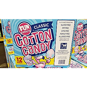 Fun Sweet Classic Cotton Candy 12 packs X 2 lb each -Fat Free, Gluten Free, GMO Free, Peanut Free, Allergen Free-