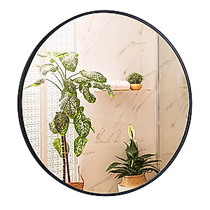 Smartxchoices Round Mirror 24 Inch, Metal Frame Wall Mounted Circle Mirrors, Vanity Modern Minimalist Décor for Entryway,Bathroom Washrooms, Living Rooms