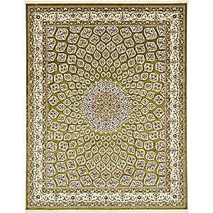 Unique Loom Narenj Collection Classic Traditional Textured Medallion Pattern Design Area Rug, 8' x 10' Rectangle, Green/Blue
