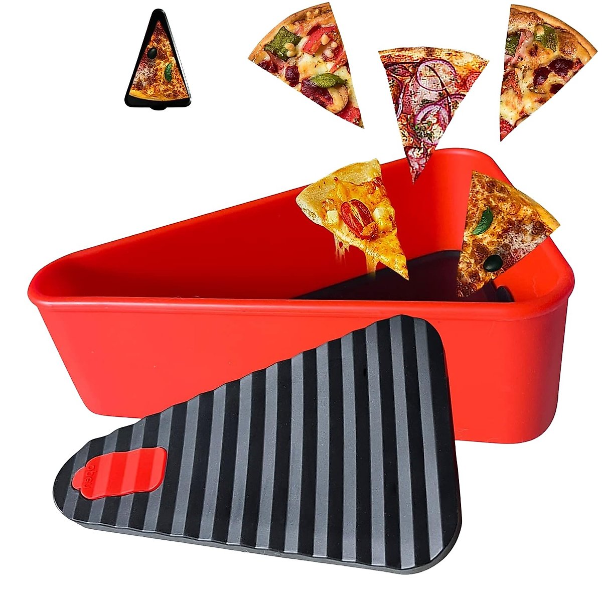 Pizza Leftover Storage Container,Reusable Pizza Slicone Container,Silicone Food Container Lunch Box Withstand Temperature in -40~200℃ (9inch)