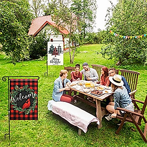 10 Pack Garden Flag Stand with Flag Stoppers and Clips, Black Powder Coated Weather Proof Garden Flag Pole Holder for Outdoor Garden Flag (Classic Style, 15.2 x 33.1 Inch)