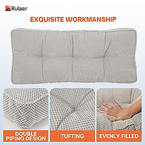 RULAER Tufted Bench Cushion Indoor 42x16x4 inch Extra Thick Soft Bench Cushion Non-Slip Durable Patio Cushions for Outdoor Furniture Double Piping Bench Chair Pad, Gray