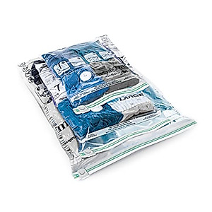 MagicBag 8-Pack Variety Combo Flat Vacuum Compression Bags - Instant Space Saver Storage - Airtight Double Zipper - Clothing, Pillows - Home Organization