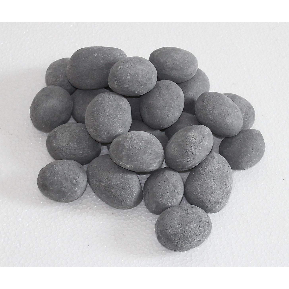 Hmleaf 24 PCS Fireplace Ceramic Pebbles for Firepits or Fireplaces or Stoves in Gray