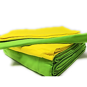 Tache 6 PC Cotton Reversible Solid Yellow & Green Lemon Lime Duvet Cover Set, Cal King