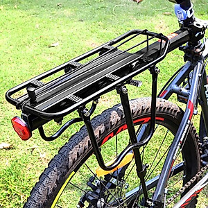 Bike Rear Rack, Aluminum Alloy Bike Rear Seat Luggage Shelf Rack Carrier Racks Quick Release Adjustable Cargo Carrier, 25kg Maximum Bearing