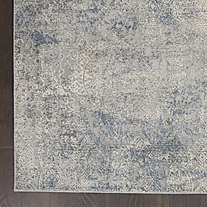 Nourison Rustic Textures Transitional Abstract Ivory/Grey/Blue 5'3" x 7'3" Area -Rug, Easy -Cleaning, Non Shedding, Bed Room, Living Room, Dining Room, Kitchen(5' x 7')