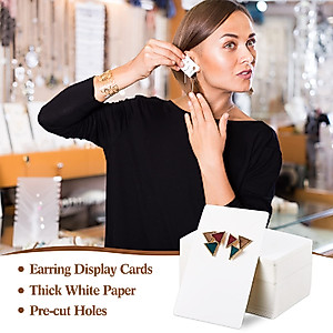 Blulu 31 Pack Wooden Earring Display Stand 7 Slots jewelry Display Holder with Earring Card for Selling Vendors Retail Show(Wood, White)