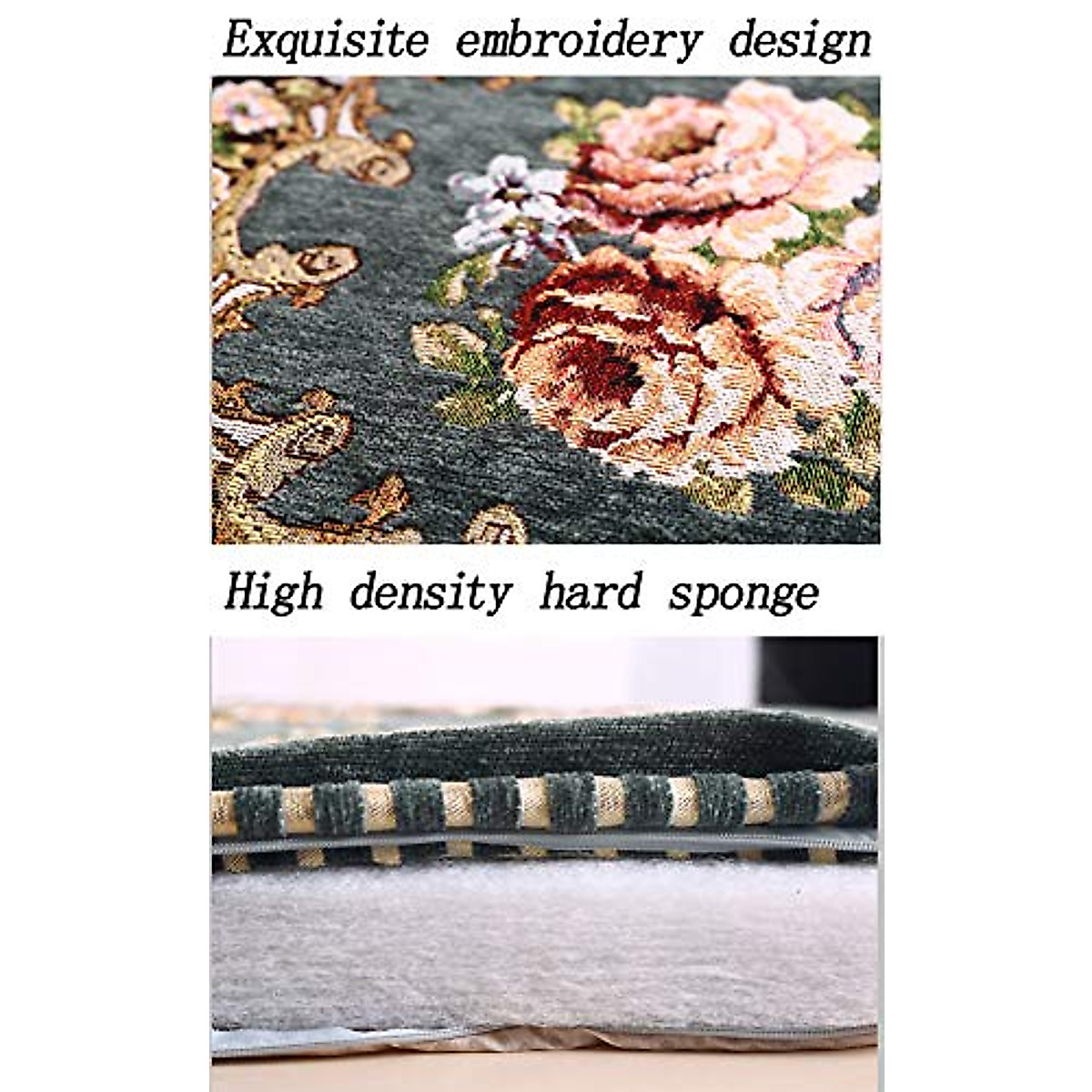 Peacewish European Embroidery Chair Pads Seat Cushion with Tie for Home Office Dinning Chair Indoor Outdoor Seat Chair Pad (Green, Set of 4)