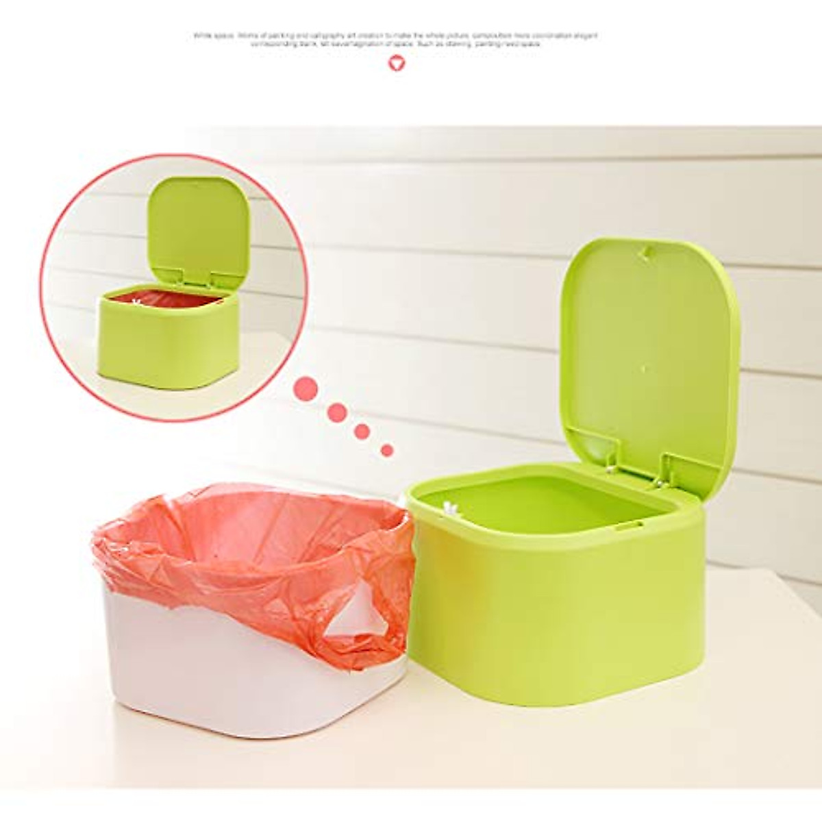 LI-GELISI Press Type Desktop Trash Can Mini Mini Trash Cans Household Living Room Bedroom Cute Table Trash Can (White)