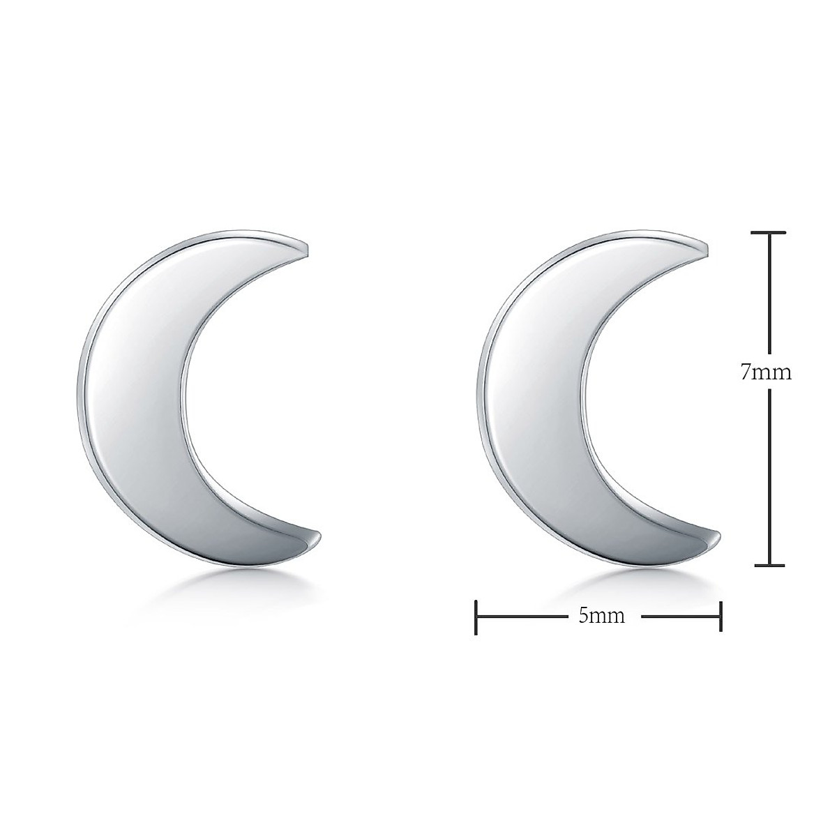 925 Sterling Silver Stud Earrings, BoRuo Crescent Moon High Polish Tarnish Resistant Earrings