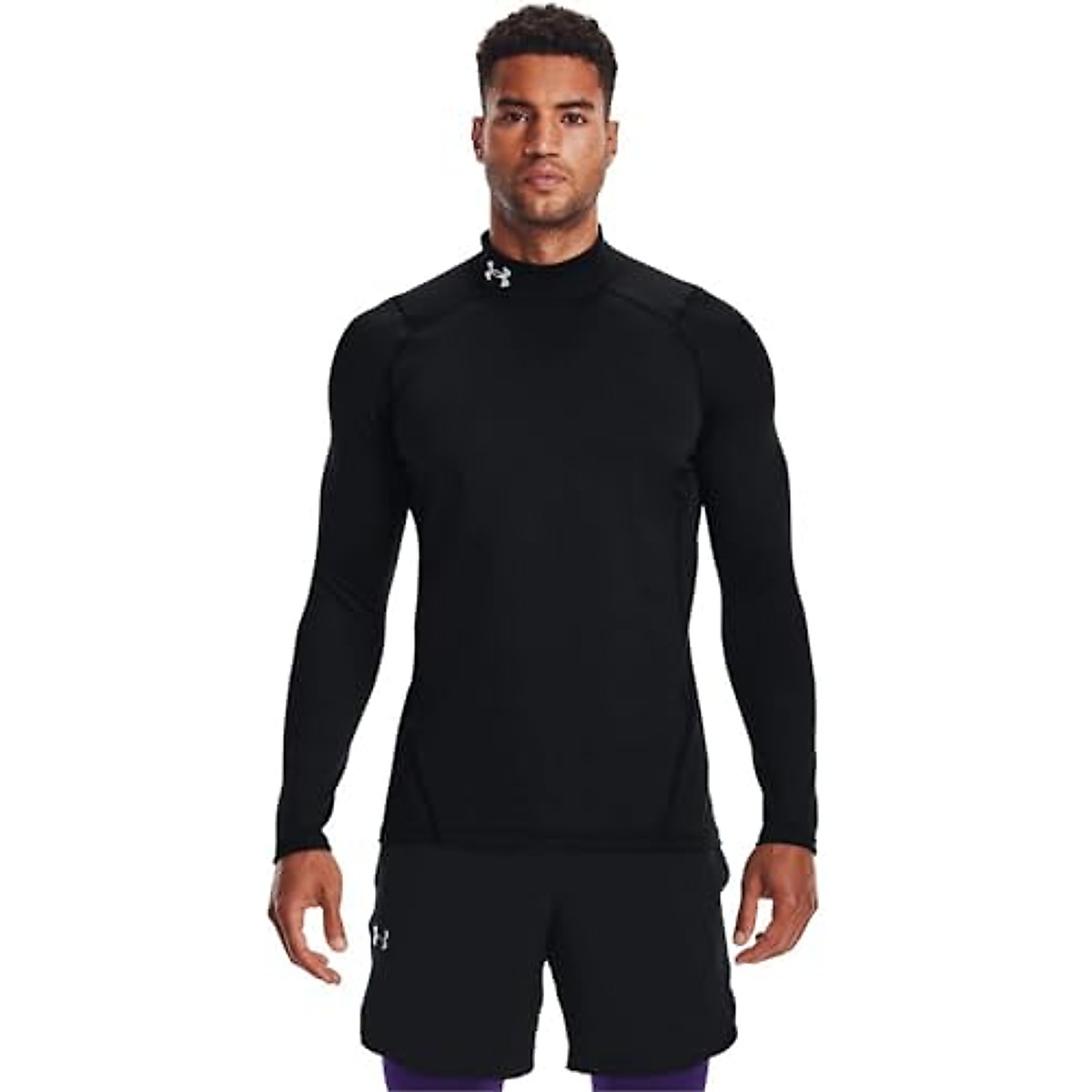 Under Armour Men's ColdGear Armour Fitted Mock, Black (001)/White, X-Large