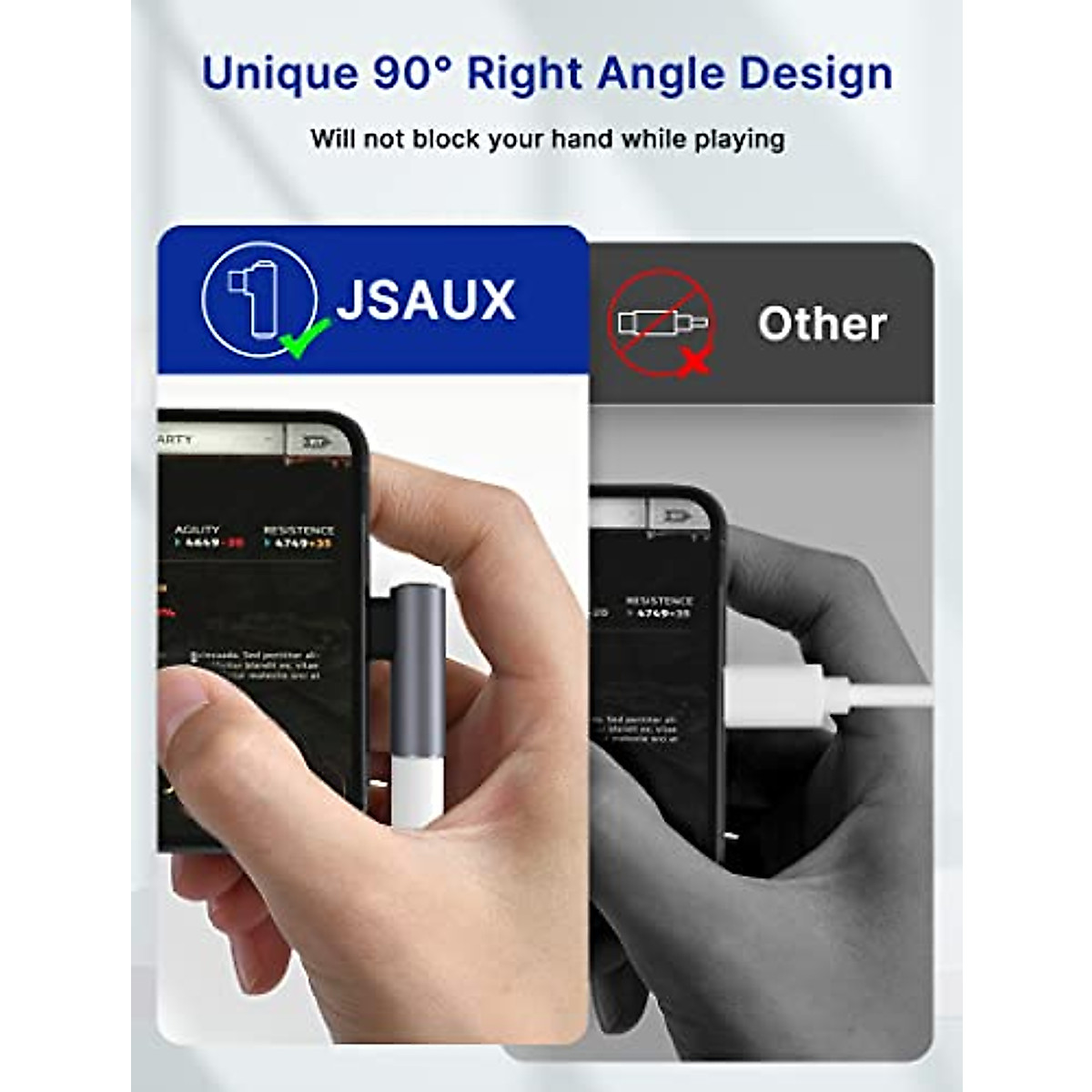 JSAUX 2Pack Right Angle USB C to 3.5mm Audio Adapter, Type USB C to Headphone Jack Dongle Aux Adapter Compatible with Samsung Galaxy S23 S23+ S23 Ultra, S22 S21 S20,iPad Pro, MacBook, iPhone15 - Grey