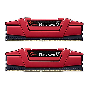 G.SKILL Ripjaws V Series (Intel XMP) DDR4 RAM 16GB (2x8GB) 3200MT/s CL16-18-18-38 1.35V Desktop Computer Memory UDIMM - Red (F4-3200C16D-16GVRB)