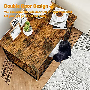 APPOLYN Dog Crate Furniture, Side End Table, Dog Crate Table with Two Doors, Wooden Indoor Dog Kennels Crates for Large Dogs Up to 65lb, 38.2"x25.6"x26.8", Vintage