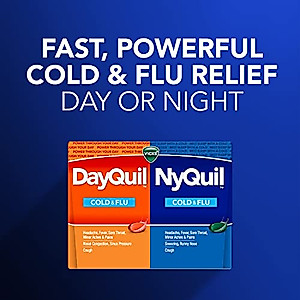 Vicks DayQuil and NyQuil Combo Pack, Cold & Flu Medicine, Powerful Multi-Symptom Daytime And Nighttime Relief For Headache, Fever, Sore Throat, Cough, 72 Count, 48 DayQuil, 24 NyQuil Liquicaps