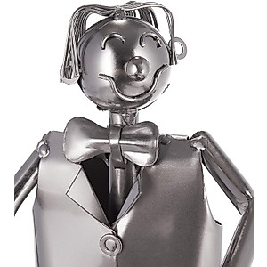 BRUBAKER Bottle Holder Dancing Couple - Pair Sculpture Metal - Bottle Stand - with Greeting Card - Wedding Favours