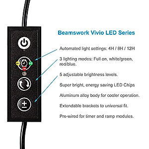 BeamsWork Vivio Full Spectrum LED Timer Adjustable Dimmer Aquarium Fish Tank Light Freshwater 12 20 24 30 36 48 (48" - 54")
