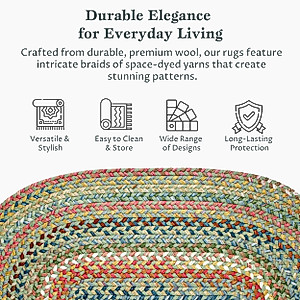 Rhody Rug Country Jewel CJ65 Peridot 7' x 9' Oval - Braided Area Rug, Home Decor, Floor Mat or Bedroom Rug - Easy Care, Ideal for High Traffic Areas in Hallway and Living Room - Made in USA